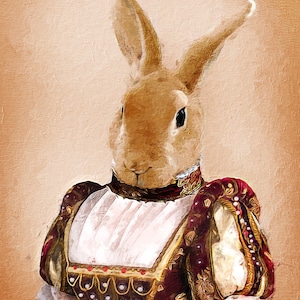 Custom Rabbit Portrait, Custom Pet Portrait, Bunny Portrait, Regal ...