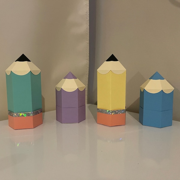 3D Pencil Box SVG Template: Back to School Favor Box (PDF) - Etsy