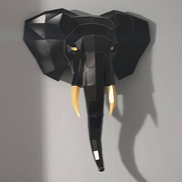 Elephant Papercraft Head / Low Poly / 3D Papercraft / Animal Trophy ...