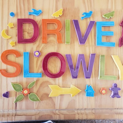 Bright Colorful Glazed Ceramic Letter Tiles 2 1/4 for - Etsy