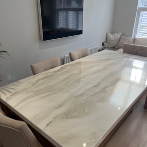 Resinart Dine Table Pearl Color With Gold Legs - Etsy