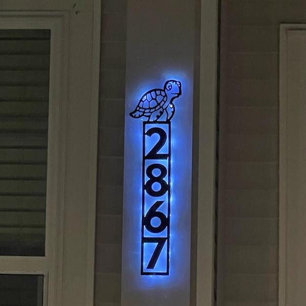 LED Address Metal Art Sign / Solar or Plug in Light up Address Plaque ...