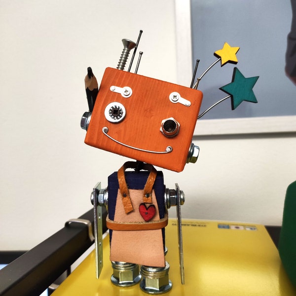 Wooden Robot Courtesy Light. Hand Made Robot-style Wooden Lamp With ...