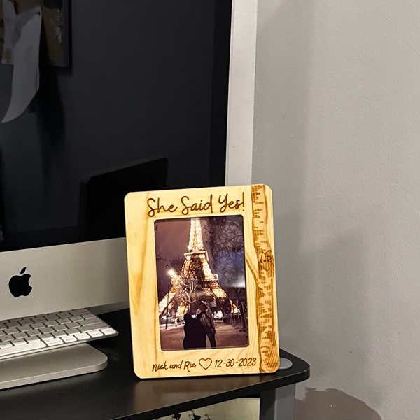 She Said Yes Picture Frame Gift Engagement Engraved Frame Engaged Gift ...