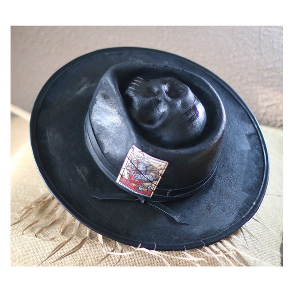NO BAD BOYS - Felt Fedora - Vitage Look Distressed Hat - Alien Emboss ...