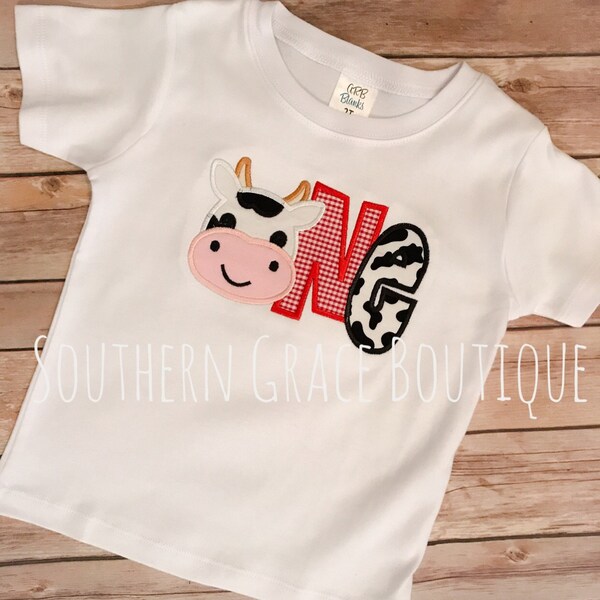 Cow Birthday Applique Number One Machine Embroidery Design Instant ...