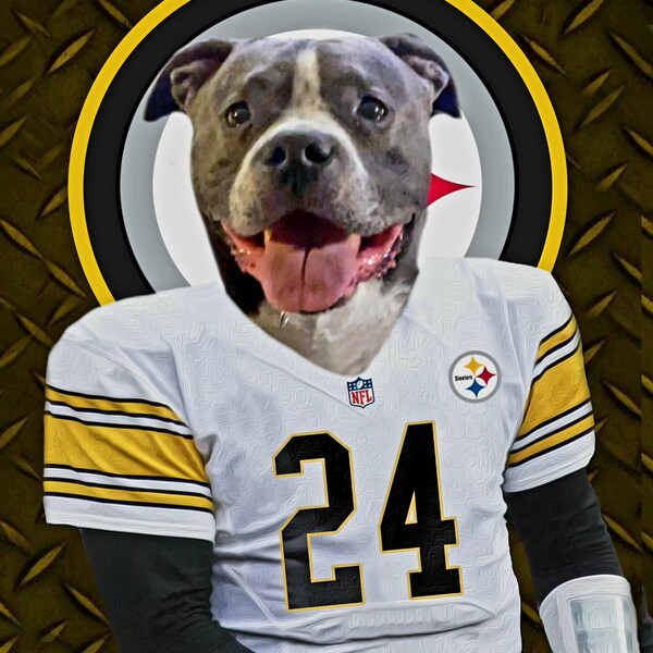 Custom American Football Dog Portrait . Kansas City Jersey Pet Portrait ...