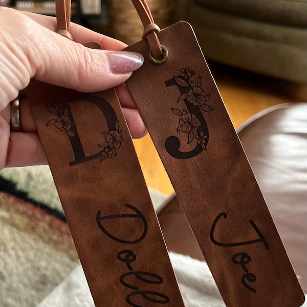 Custom Leather Bookmarks, Personalized Birth Flower Bookmark, Gifts for ...