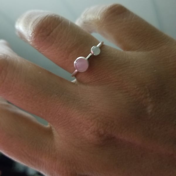 Rose Quartz Rainbow Moonstone Ring in Rose Gold - Etsy