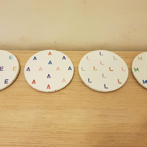 Colourful Alphabet Coaster ~ Handmade ~ Home Decor ~ Gift ~ Clay - Etsy UK