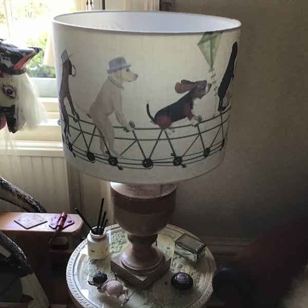 Lamp Shade Dog Tandem Drum Lampshade Dog Lover Gift Dog Nursery ...