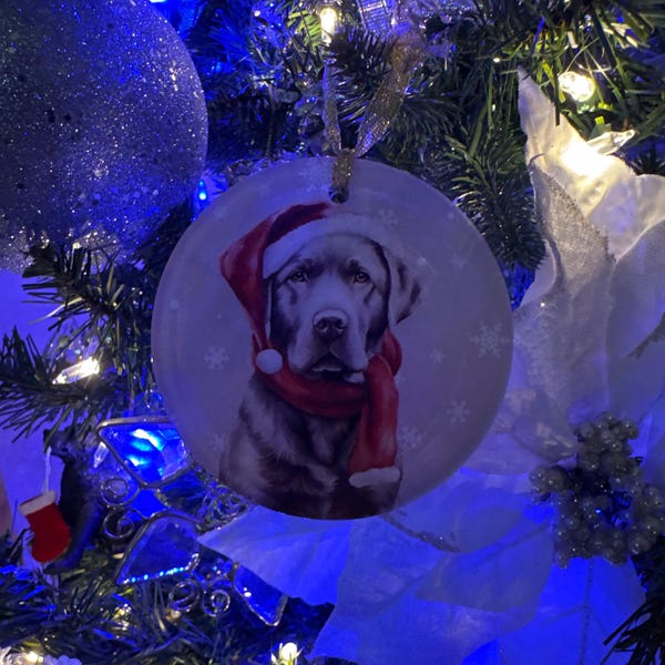 Silver Lab Ornament Acrylic Christmas Decoration Ornaments Dog Mom Tree ...
