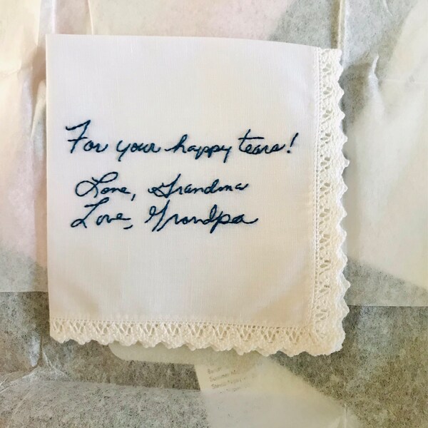 Custom Handwritten Embroidered Wedding Handkerchief for the Bride ...