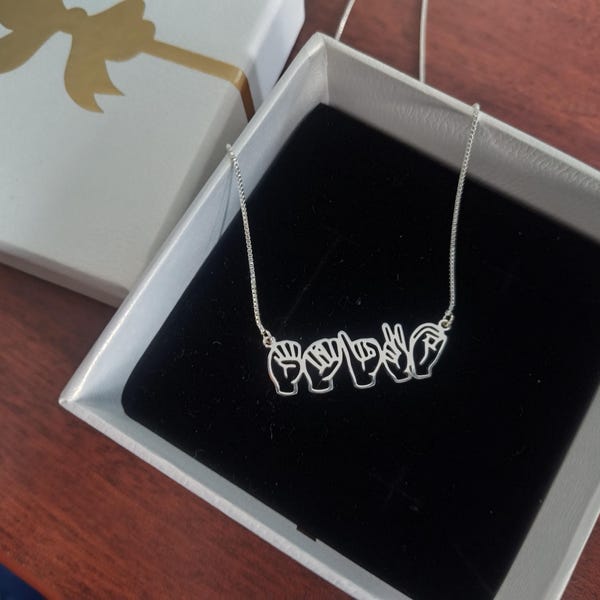 Personalized Name Necklace in Sign Language • ASL Necklace Name ...