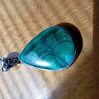 925 Silver Pendant/ Larimar Gemstone Handmade Pendant/ Dominican ...