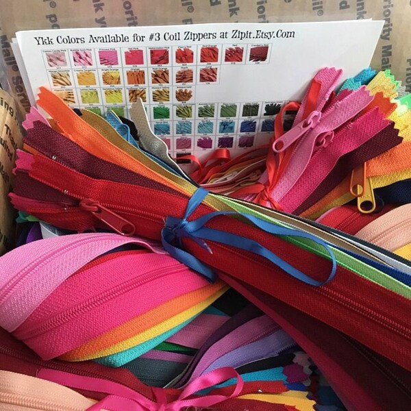 100 Assorted YKK Zippers- All Purpose Zips - Available in 3,4,5,6,7,8,9 ...