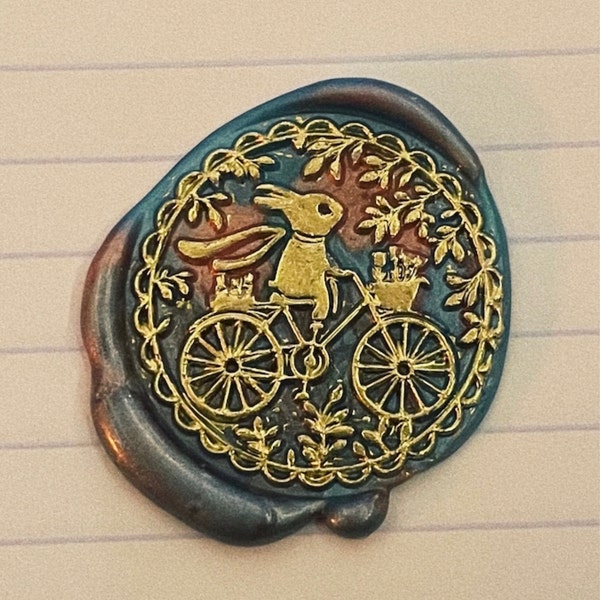 Rabbit Wax Seal Stamp Kit, Garden Bike Bunny Wax Seal Kit, Envelope ...