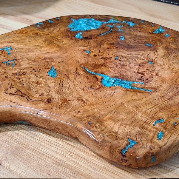 Cherry Burl Bowl With Turquoise Inlay, Unique Artistic Old Growth ...