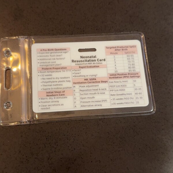 Neonatal Resuscitation Card - NRP - RN - Nicu Nurse - NNP - Quick Badge ...