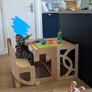 Convertible Toddler Tower & Table WITH BACK and Wooden Kids - Etsy