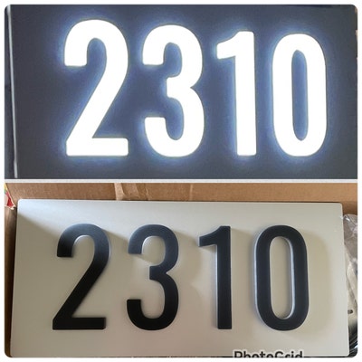 Illuminated Custom Vertical LED Address Sign Plaque With 4 White ...