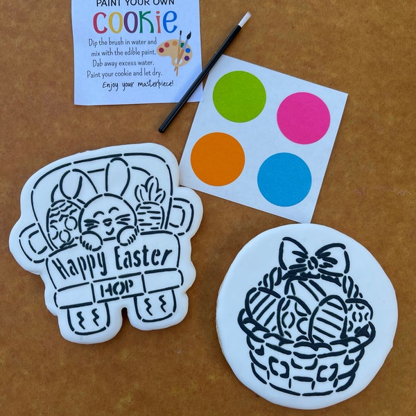 Editable Paint Your Own Cookie Bag Topper Template, Black and White ...