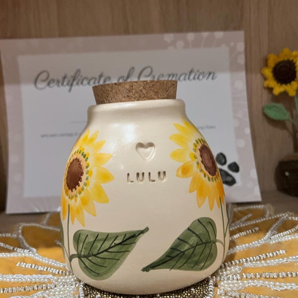Sunflower Pet Urn, Sun Urn, Sunshine Dog Urn, Yellow - Etsy