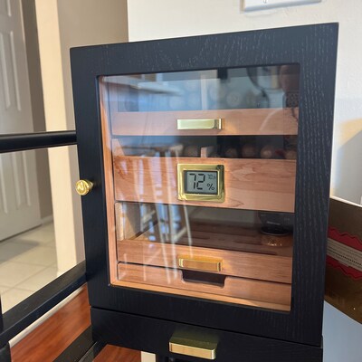 Luca Humidor Cabinet, Cigar Storage for 80-100 Cigars, Rich Black Ash ...