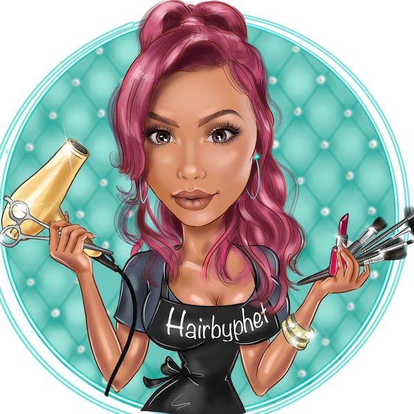 Hair Stylist Logo Design - Custom Cartoon Portrait for Your Business ...