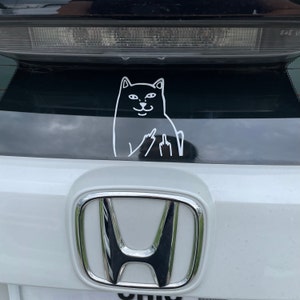 Cat Middle Finger Vinyl Decal, Car Decal, Laptop Decal, Funny Cat ...