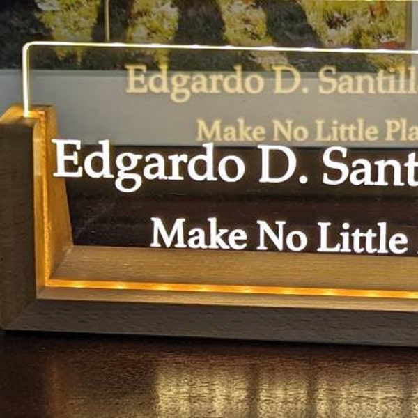 Acrylic Name Plate Light Personalized, LED Light With Wave Pattern ...