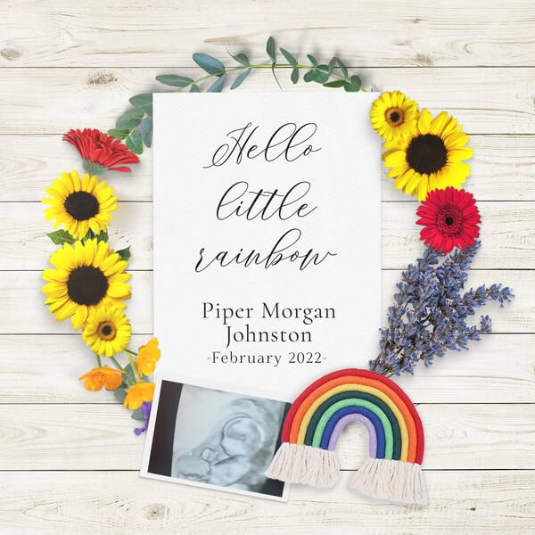 Edit Instantly! Rainbow Baby Customizable Digital Pregnancy ...