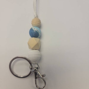 Silicone Bead Wristlet Keychain Gold Leopard Print & Green Stretchy ...
