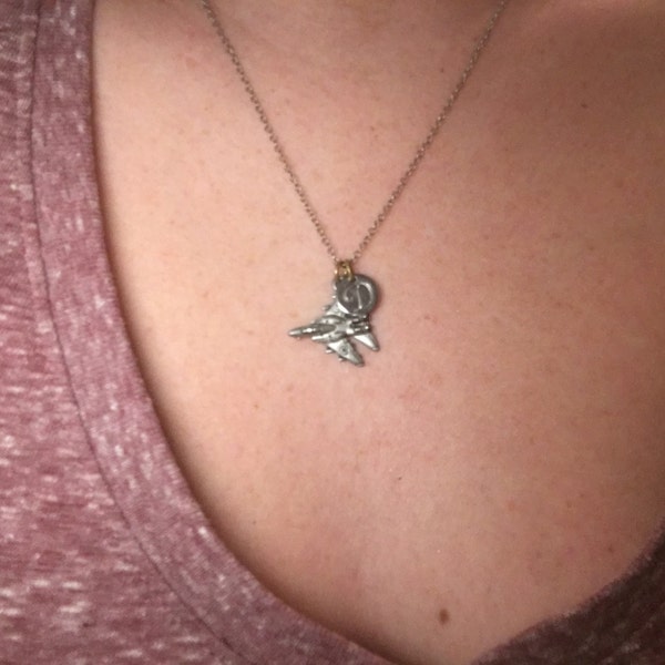 Fighter Jet Initial Necklace: Aviation Jewelry, Military Pendant ...