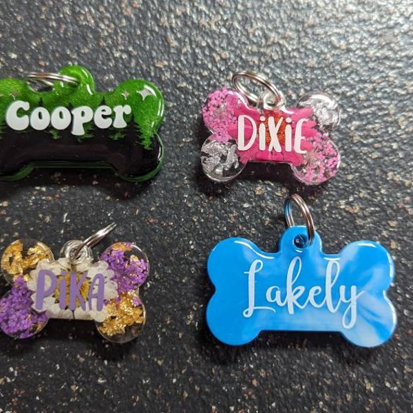Real Floral Resin Pet Tag | Resin Dog Tag | Resin Cat Tag | Flower Tag ...