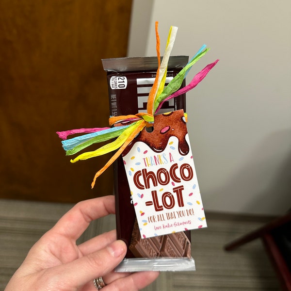 Chocolate Gift Tag Template, Thanks A Choco-lot, Printable Teacher ...