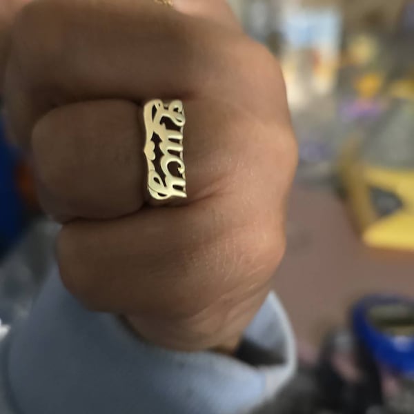 Custom Name Ring, Personalized Real Gold 14k 18k Name Ring, Classic ...