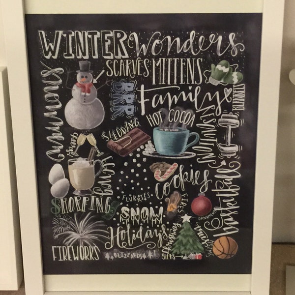 Winter Decor, Word Collage, Holiday Decor, Word Art, Chalkboard Art ...