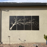 Metal Privacy Panel Set, Windy Tree, Decorative Panels, Outdoor Garden ...