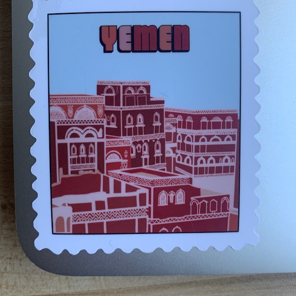 Yemen Stamp Sticker - Etsy