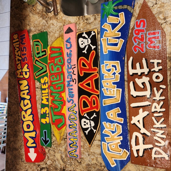 Directional Signs | Tiki Decor | Tropical Home Decor | Yard Destination ...