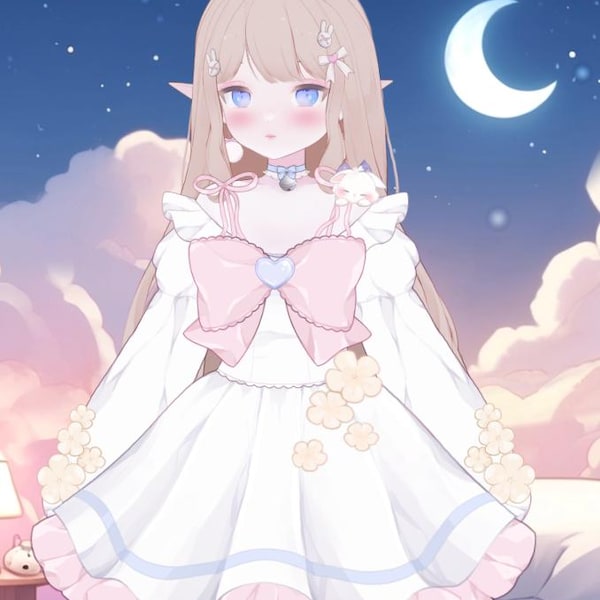 Vtuber Asset | Winter Princess Leia Dress | Vtube Studio - Etsy