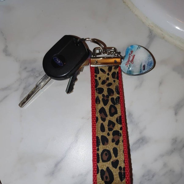 Cheetah Print Fabric Key Fob- Leopard Print Key Fob- Animal Print Key ...