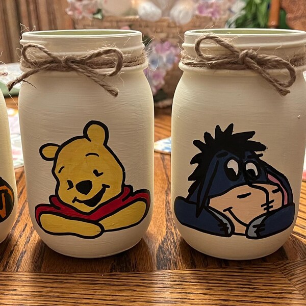 Woodland Animal Mason Jar Set - Woodland Animal Baby Shower - Painted ...