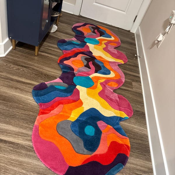 Hand-tufted Wool Rug, Irregular Shape Area Rug, Amoeba Abstract Rug ...