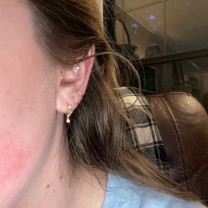 NEW 14K Solid Gold Vertical Helix Chain Piercing Unique Gold Barbell ...