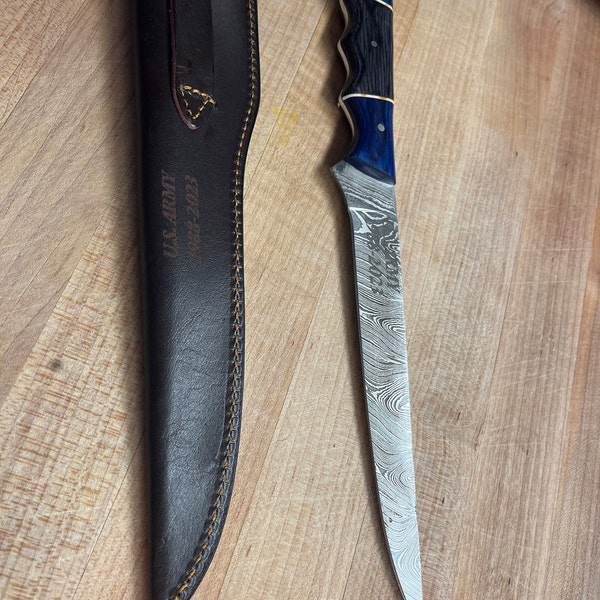 Fishing Fillet Knife 13" Custom Handmade Hunting Knife Christmas Gift ...