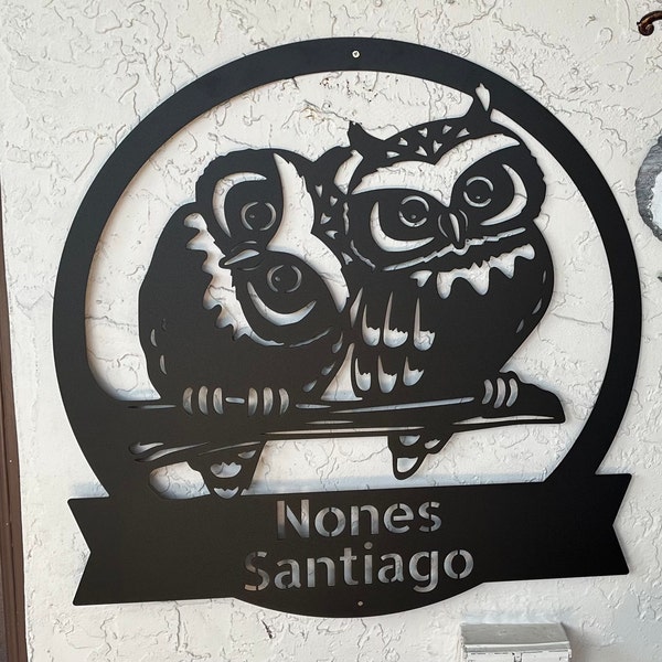 Personalized Owl Metal Sign - Steel Metal Art / Metal Decor / Steel ...