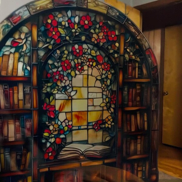 Library Bookshelf ACRYLIC SUNCATCHER Library Window Hanging NOT Glass ...