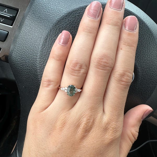 Kite Cut Alexandrite Engagement Ring Set Unique Rose Gold Engagement ...